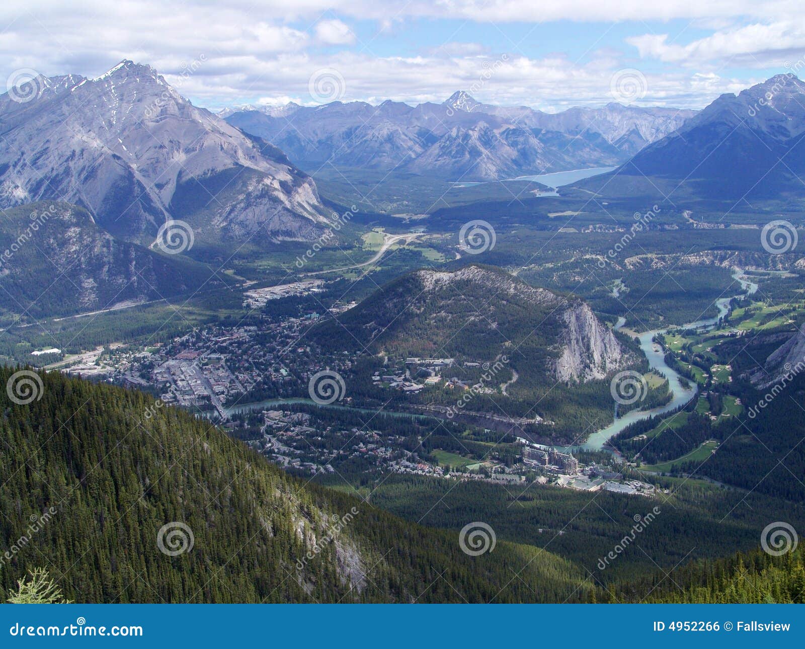 Bow valley and banff town stock photo. Image of river - 4952266
