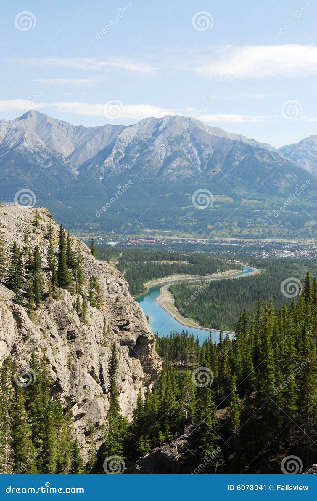 Bow valley and mountains stock image. Image of mountains - 6078041