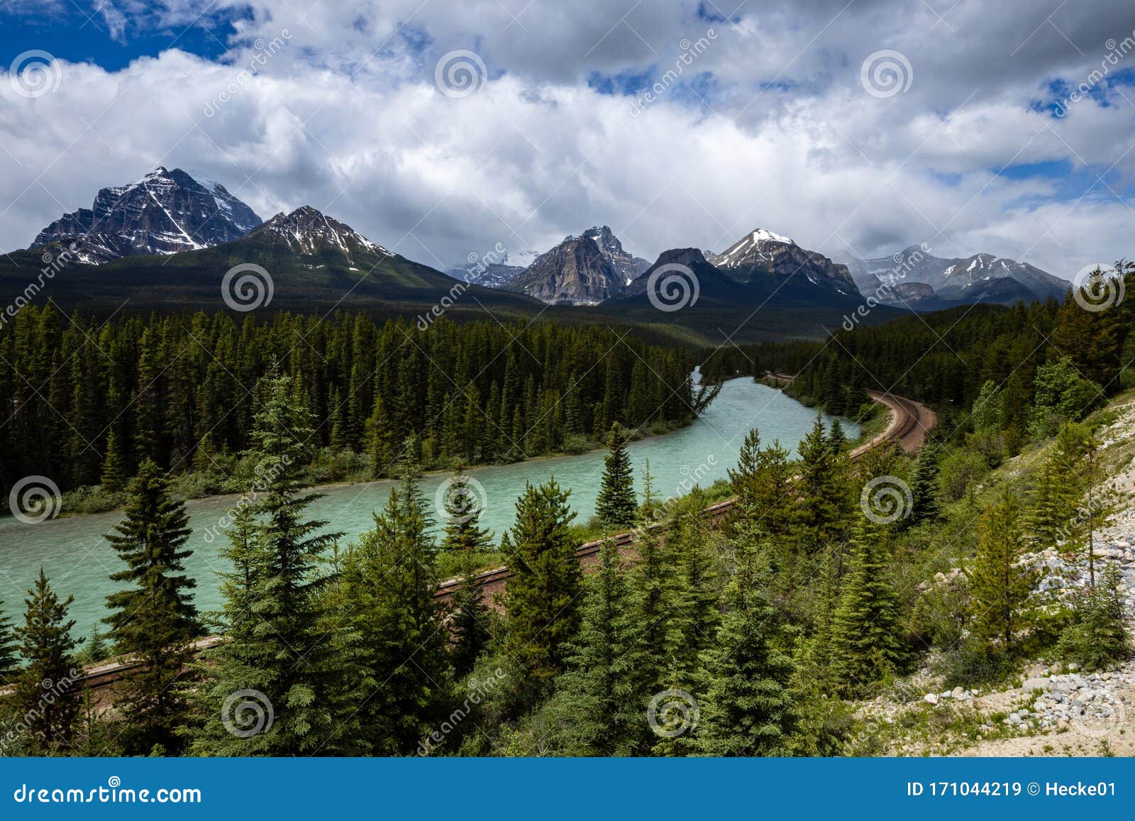 Bow Valley and River in the Rocky Mountains Stock Image - Image of ...