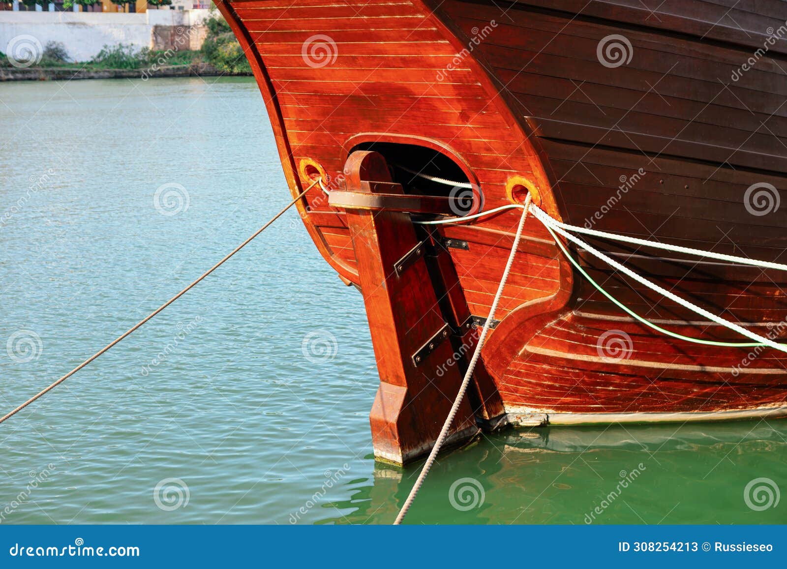 Bow of a Wooden Ship on the Water Stock Image - Image of maritime ...