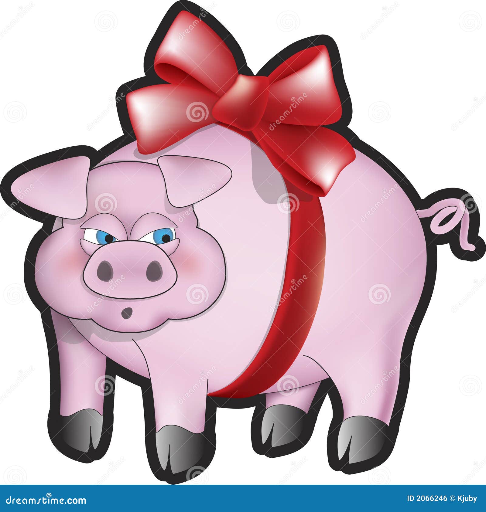 The Bowed Pig stock vector. Illustration of harmony, pink - 2066246