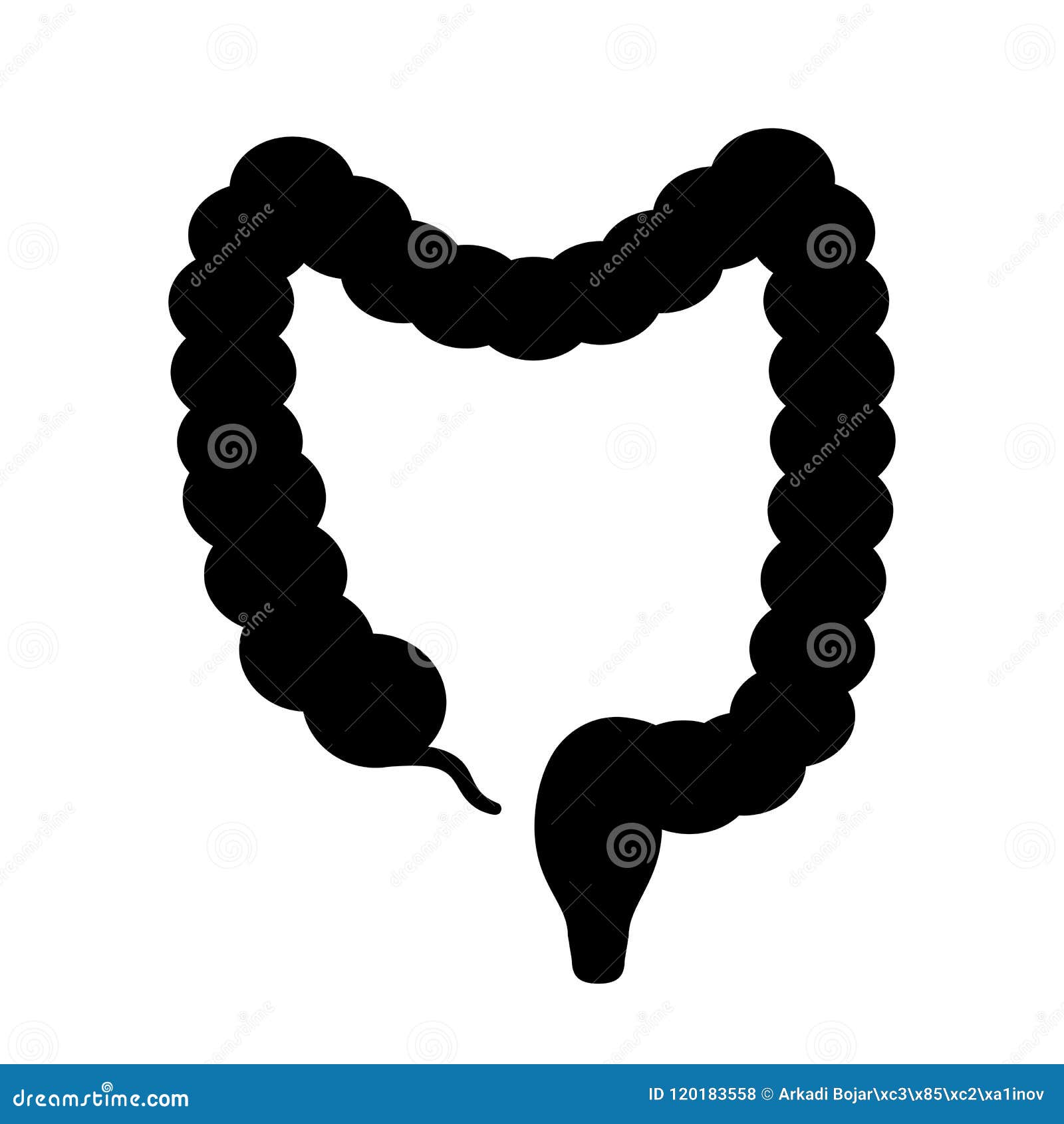 Intestine Or Bowels Icon Black Color In Circle Round Cartoon Vector ...