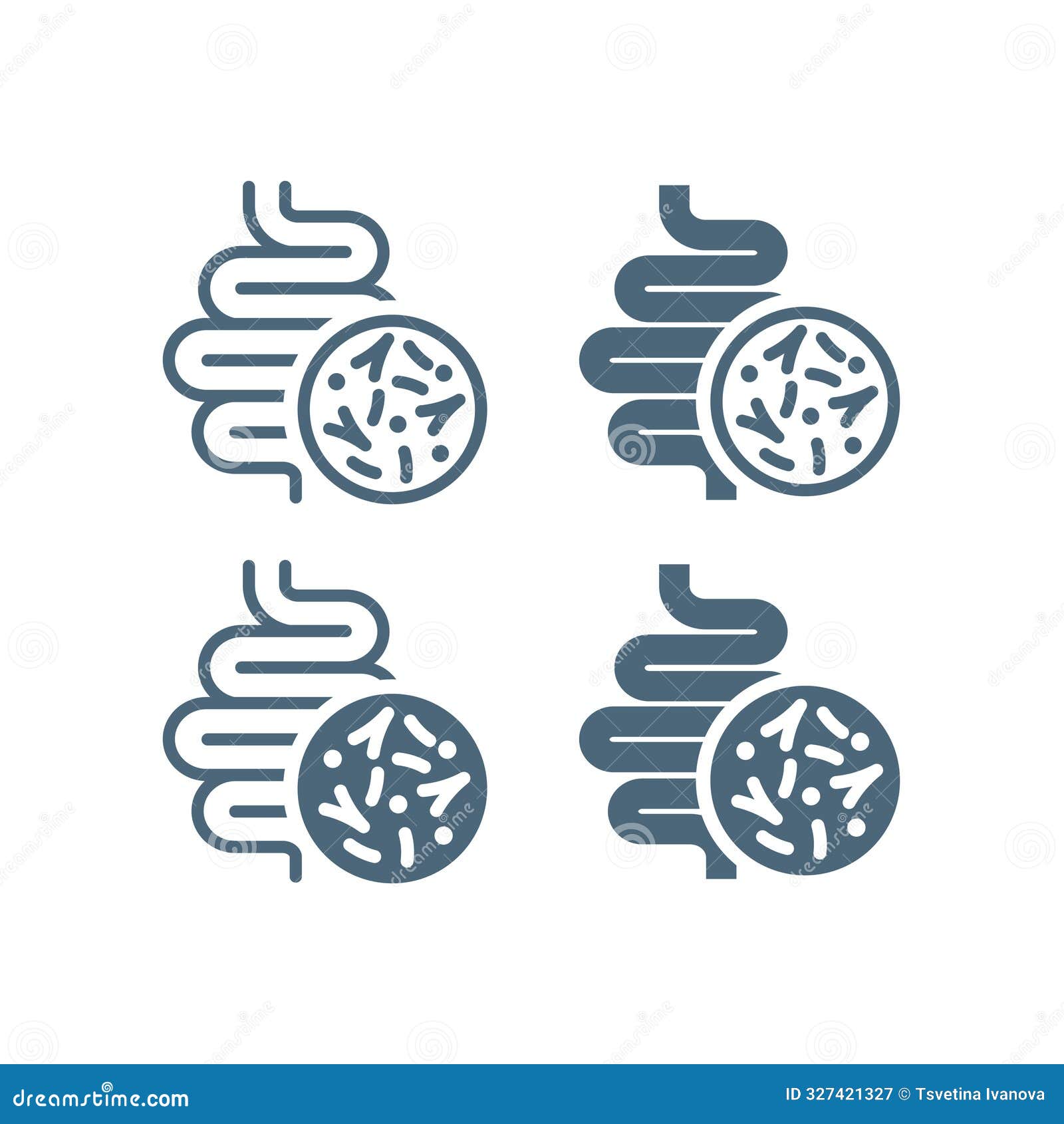 Bowels and Microflora Bacteria Vector Icon Set Stock Vector ...