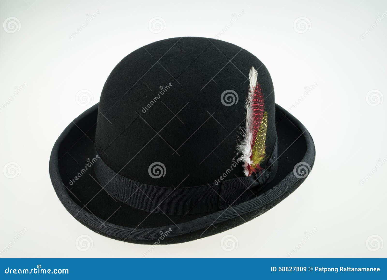 Bower hat with feather stock image. Image of isolated - 68827809