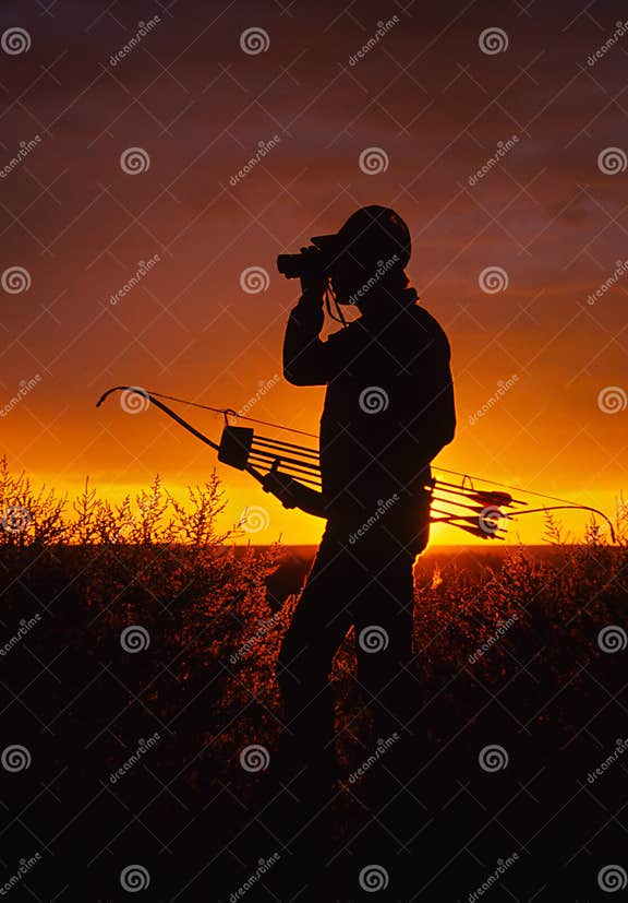 Bowhunter in Sunset stock photo. Image of weapon, archery - 17304888