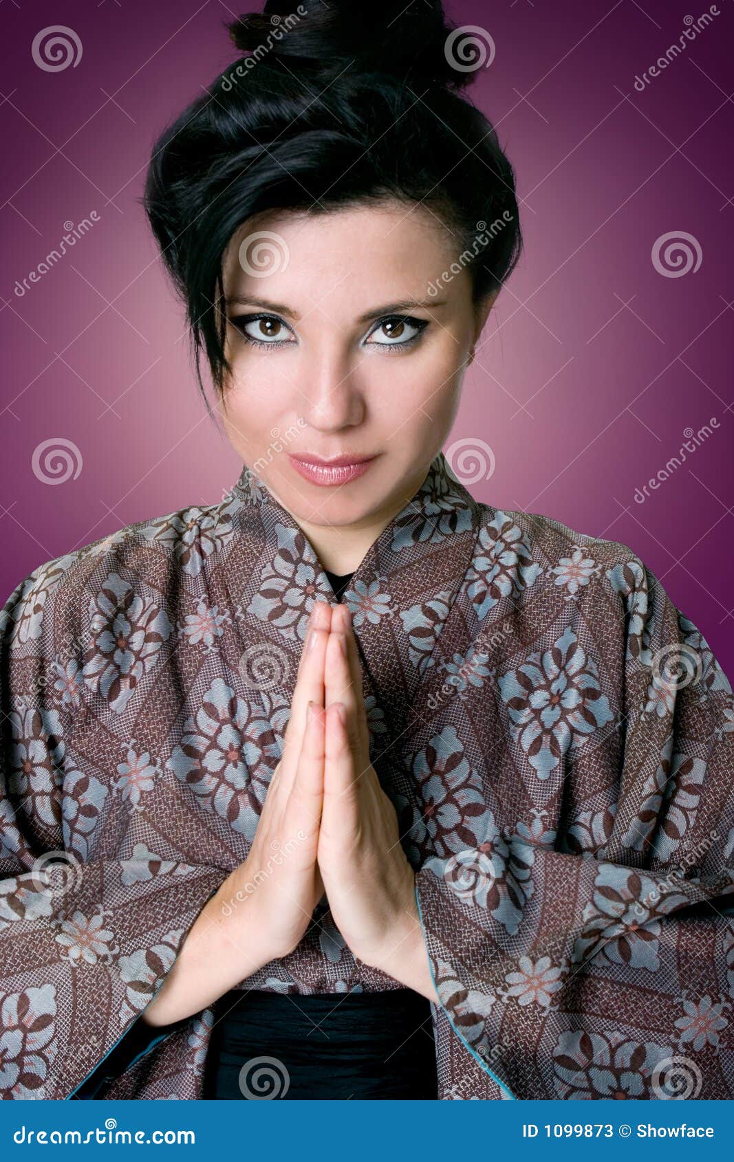 Bowing woman (ojigi) stock image. Image of greeting, girl - 1099873
