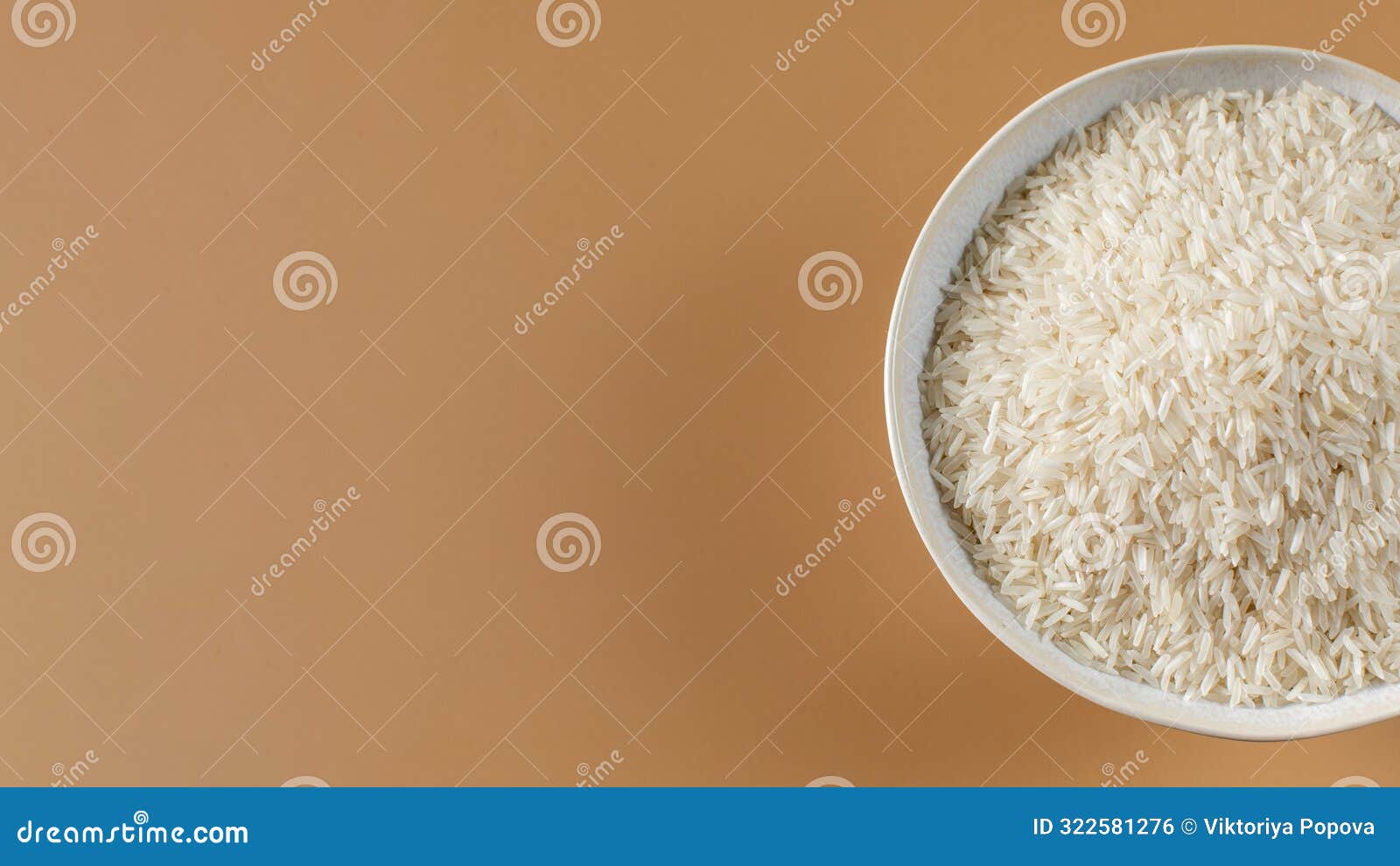 Bowl of Aromatic Basmati Rice on Light Brown Background Stock Photo ...