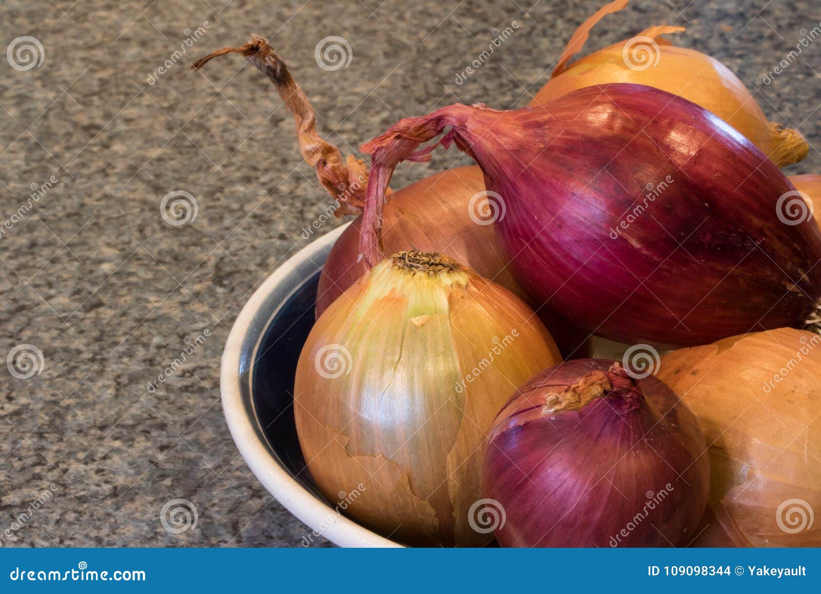 Bowl of Assorted Onions on the Kitchen Counter Stock Photo - Image of ...