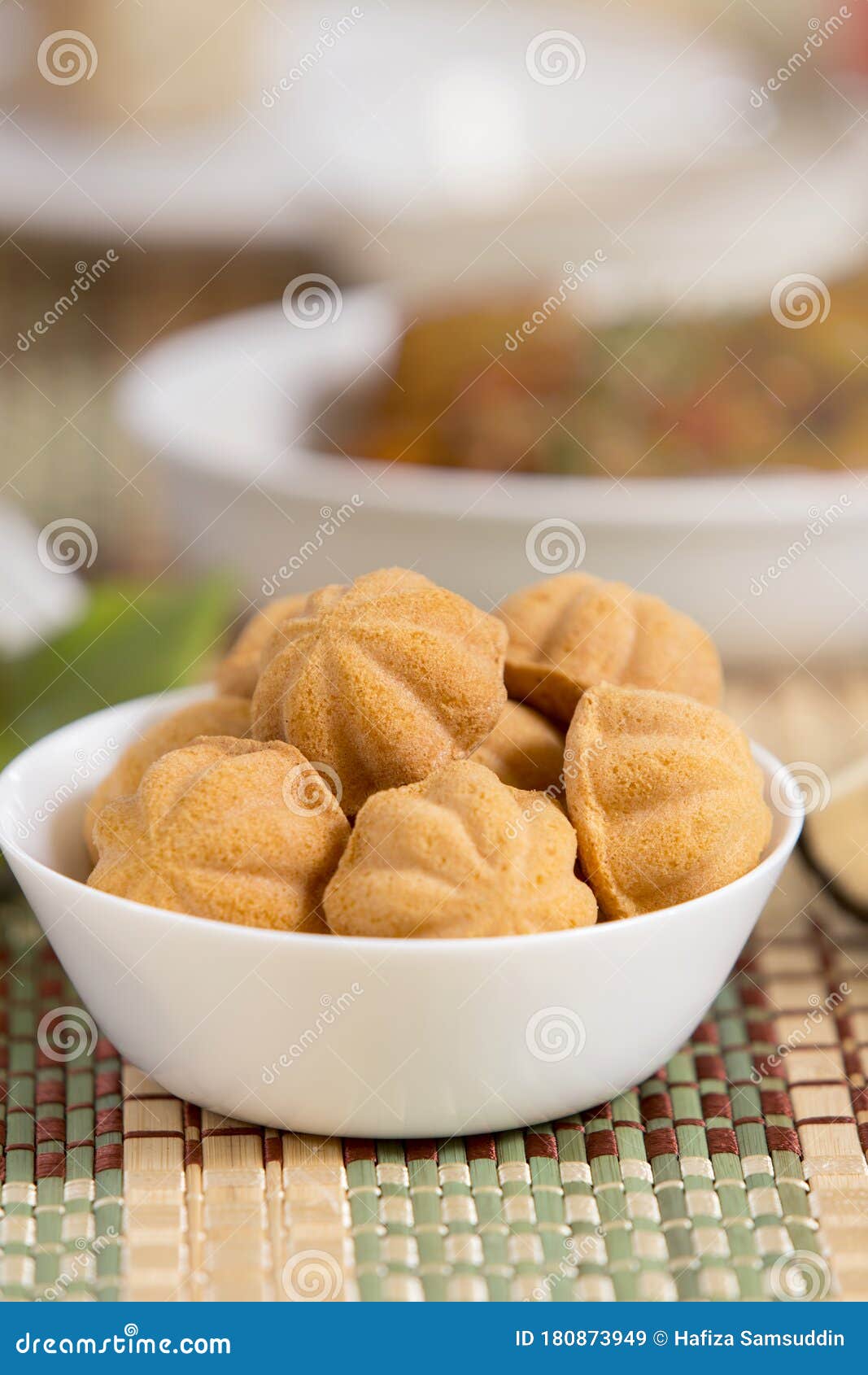 A bowl of Bahulu stock image. Image of closeup, serve - 180873949