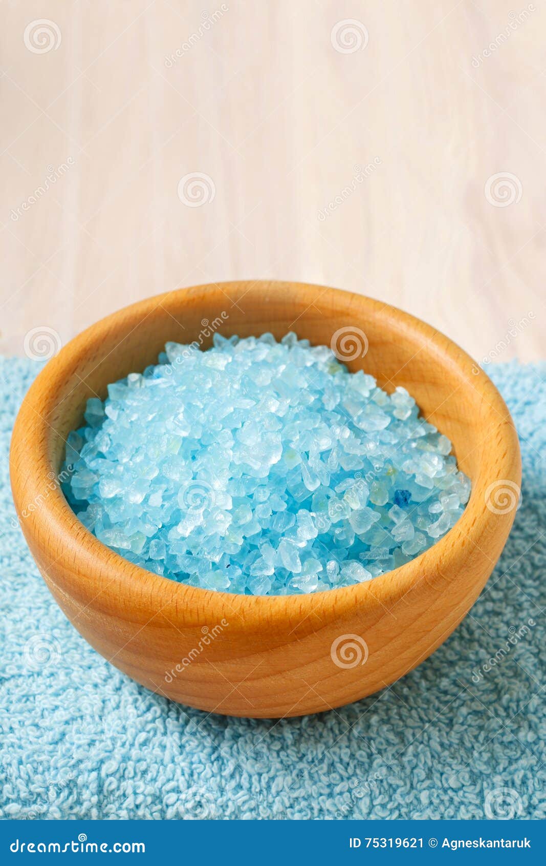 Bowl of blue sea salt stock image. Image of bowl, bath - 75319621