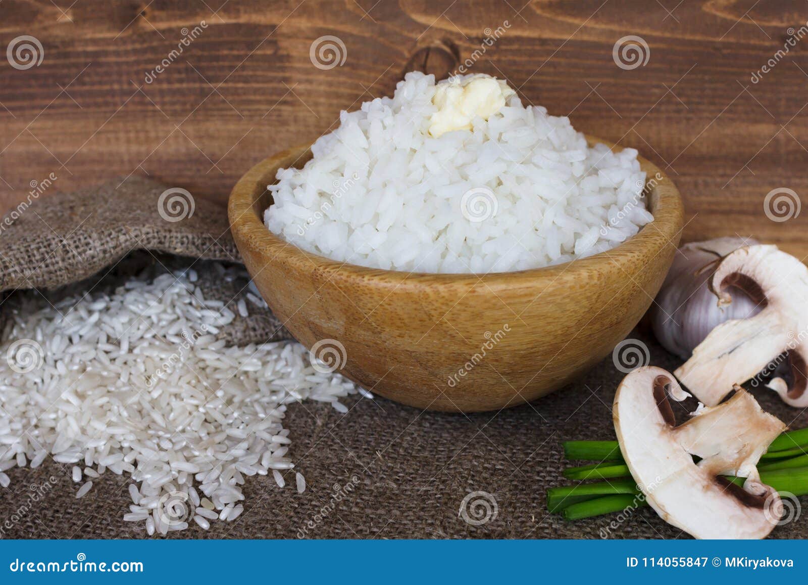 Bowl of Boiled Long Grain Rice with Butter. Stock Image - Image of ...
