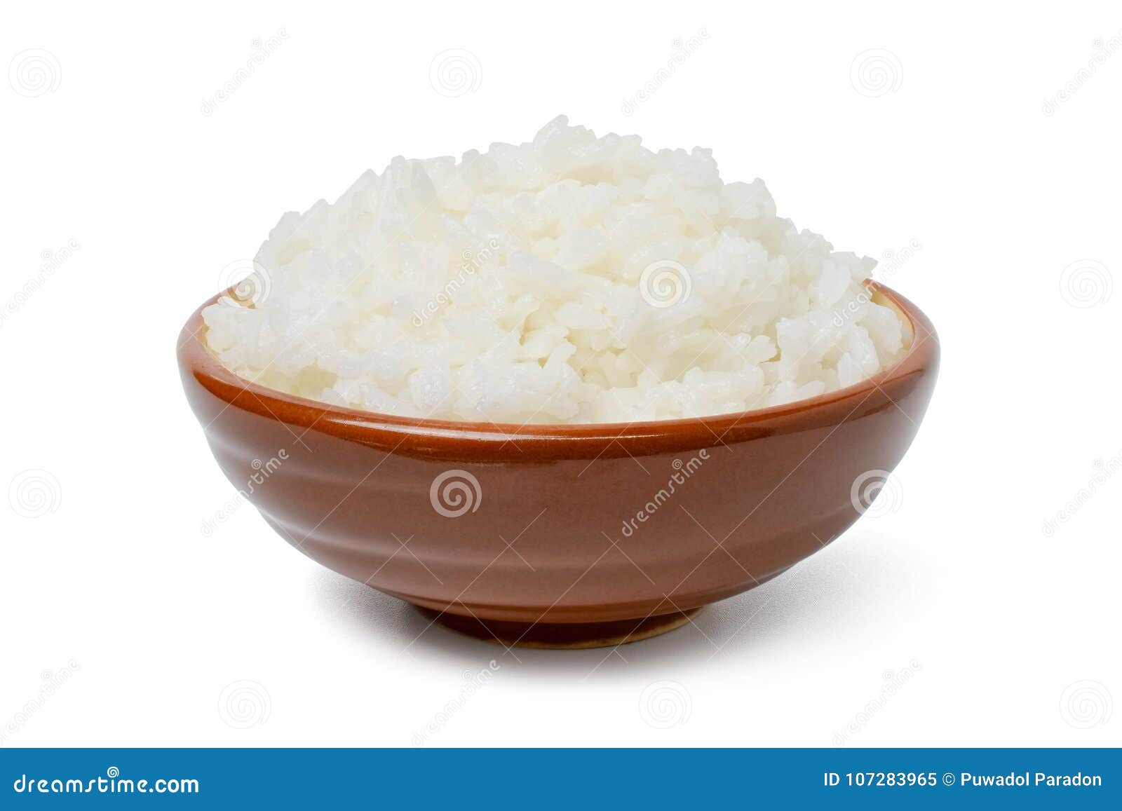 Bowl Of Boiled Rice Isolated On White Background Stock Image - Image of ...