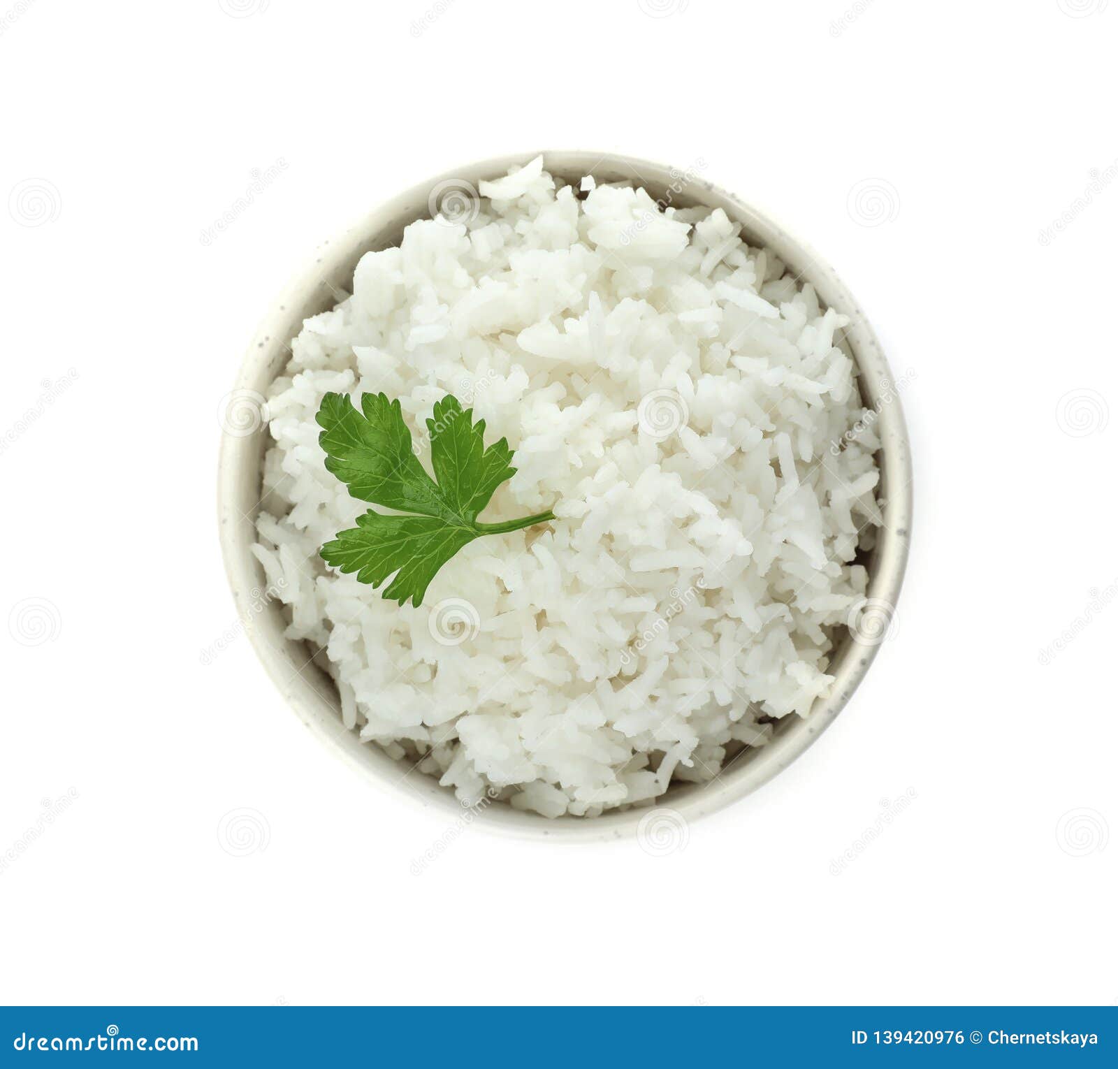 Bowl of Boiled Rice on White Background Stock Photo - Image of isolated ...