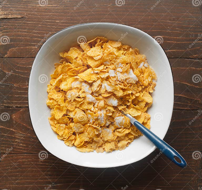Bowl of Breakfast Cereal on Rustic Wood Table Stock Photo - Image of ...