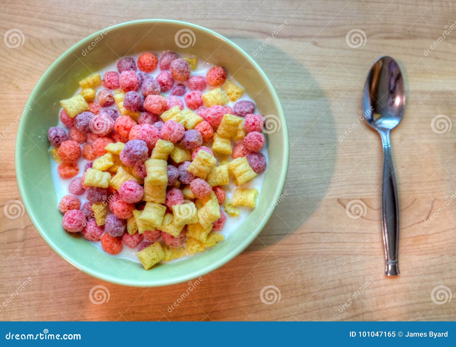 Bowl of Breakfast Cereal with a Spoon Stock Image - Image of lunch ...