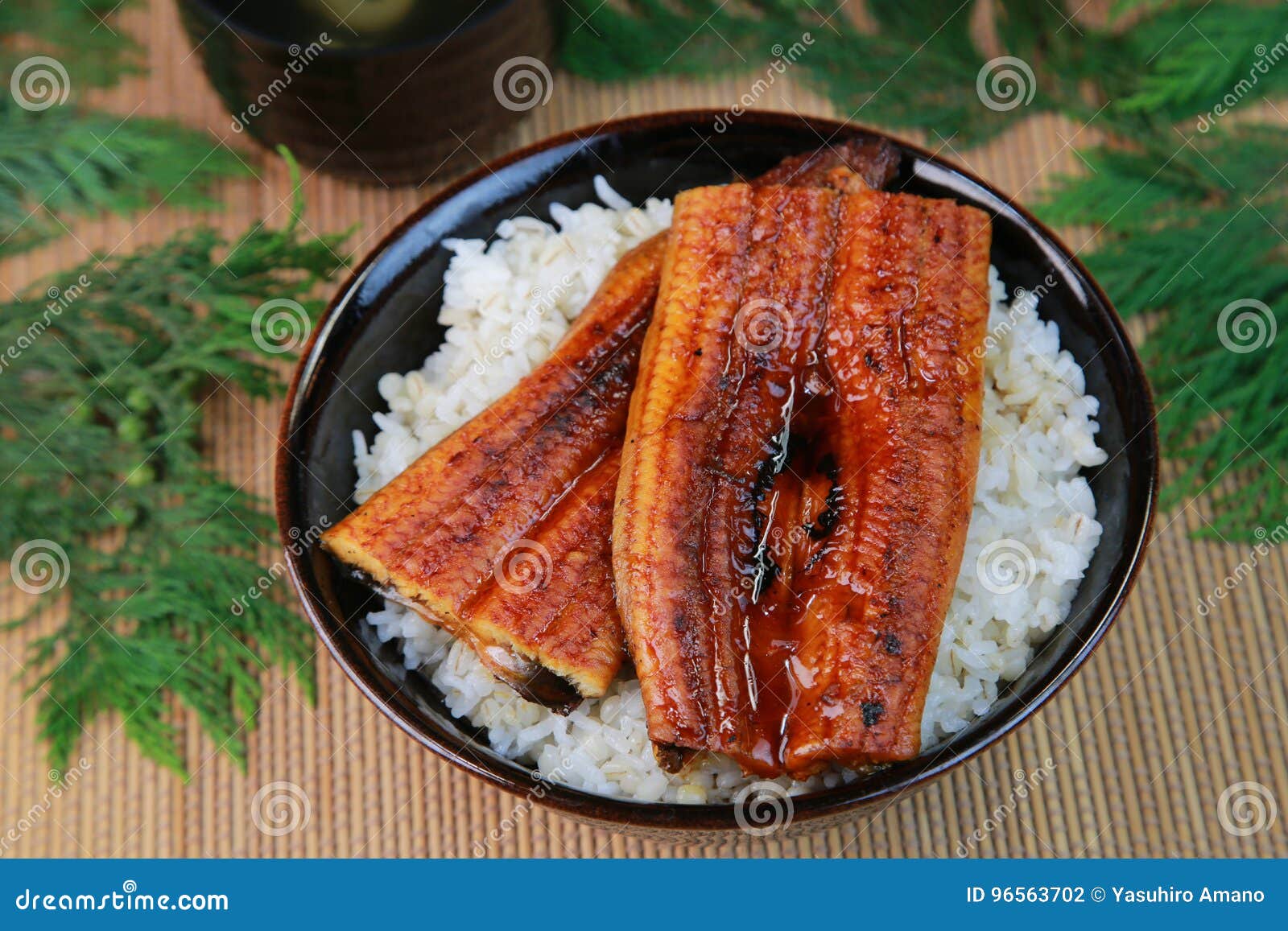 Bowl of broiled eel stock photo. Image of traditional - 96563702