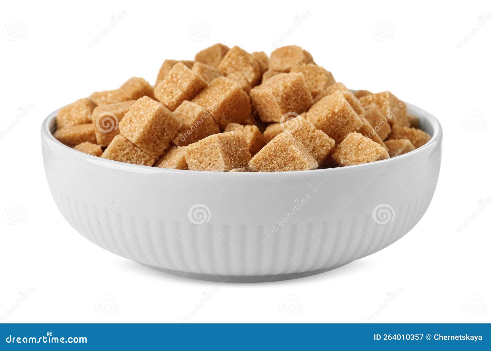 Bowl of Brown Sugar Cubes Isolated on White Stock Image - Image of ...