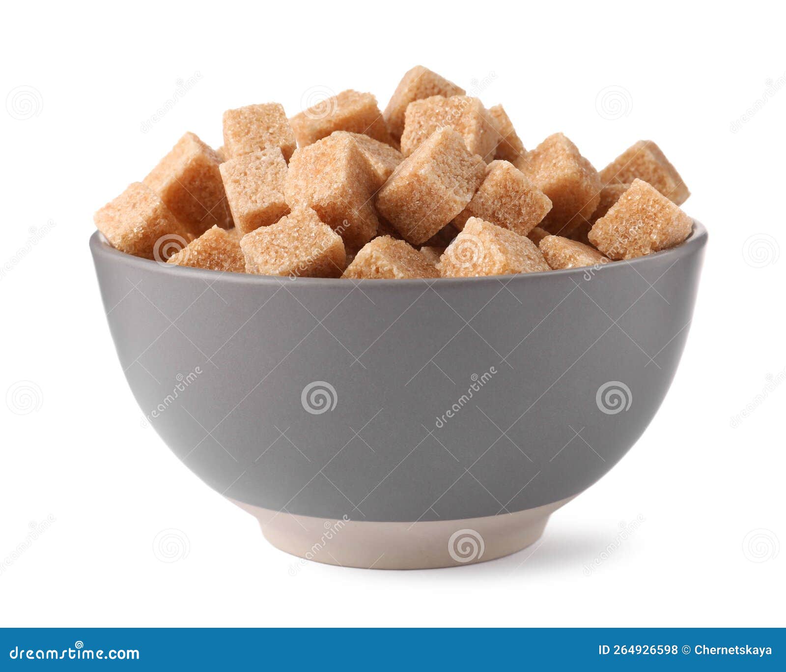 Bowl of Brown Sugar Cubes Isolated on White Stock Photo - Image of ...