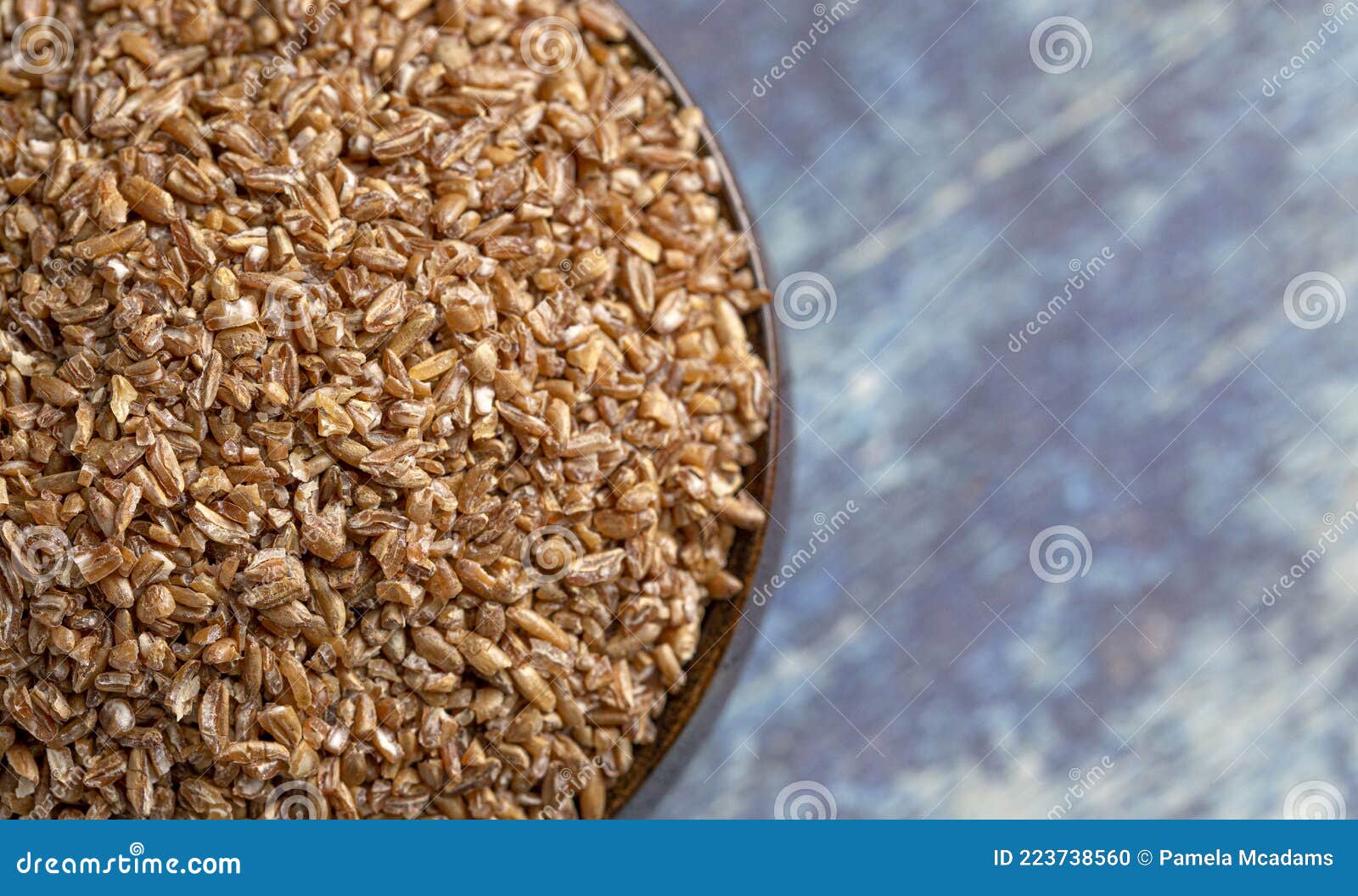 Bowl Bulgur Wheat on a Rustic Blue Table Stock Photo - Image of organic ...