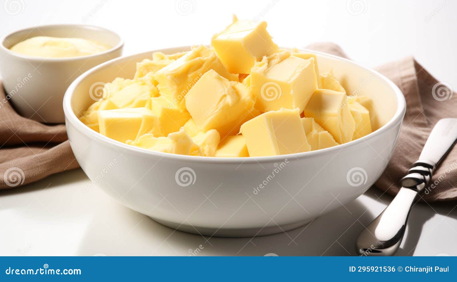 A Bowl of Butter Isolated on White Stock Photo - Image of butter ...