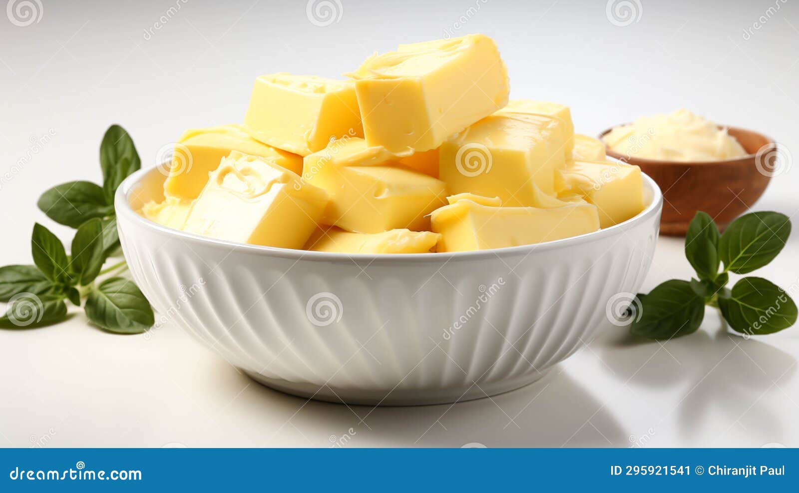 A Bowl of Butter Isolated on White Stock Image - Image of shaving ...