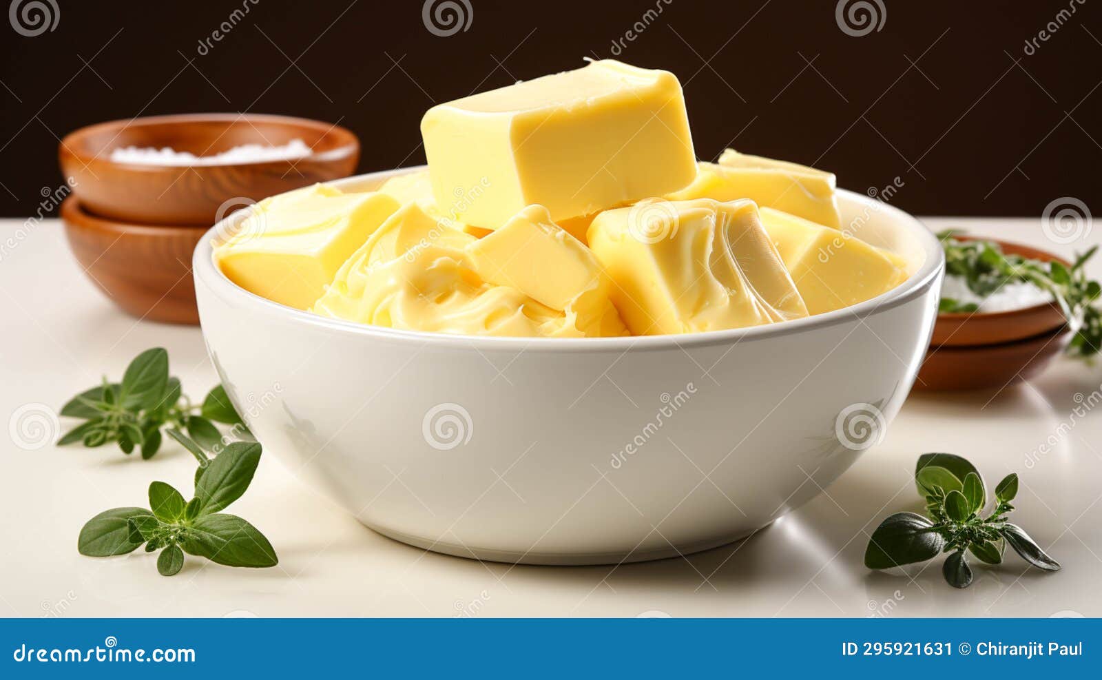 A Bowl of Butter Isolated on White Stock Image - Image of butter ...