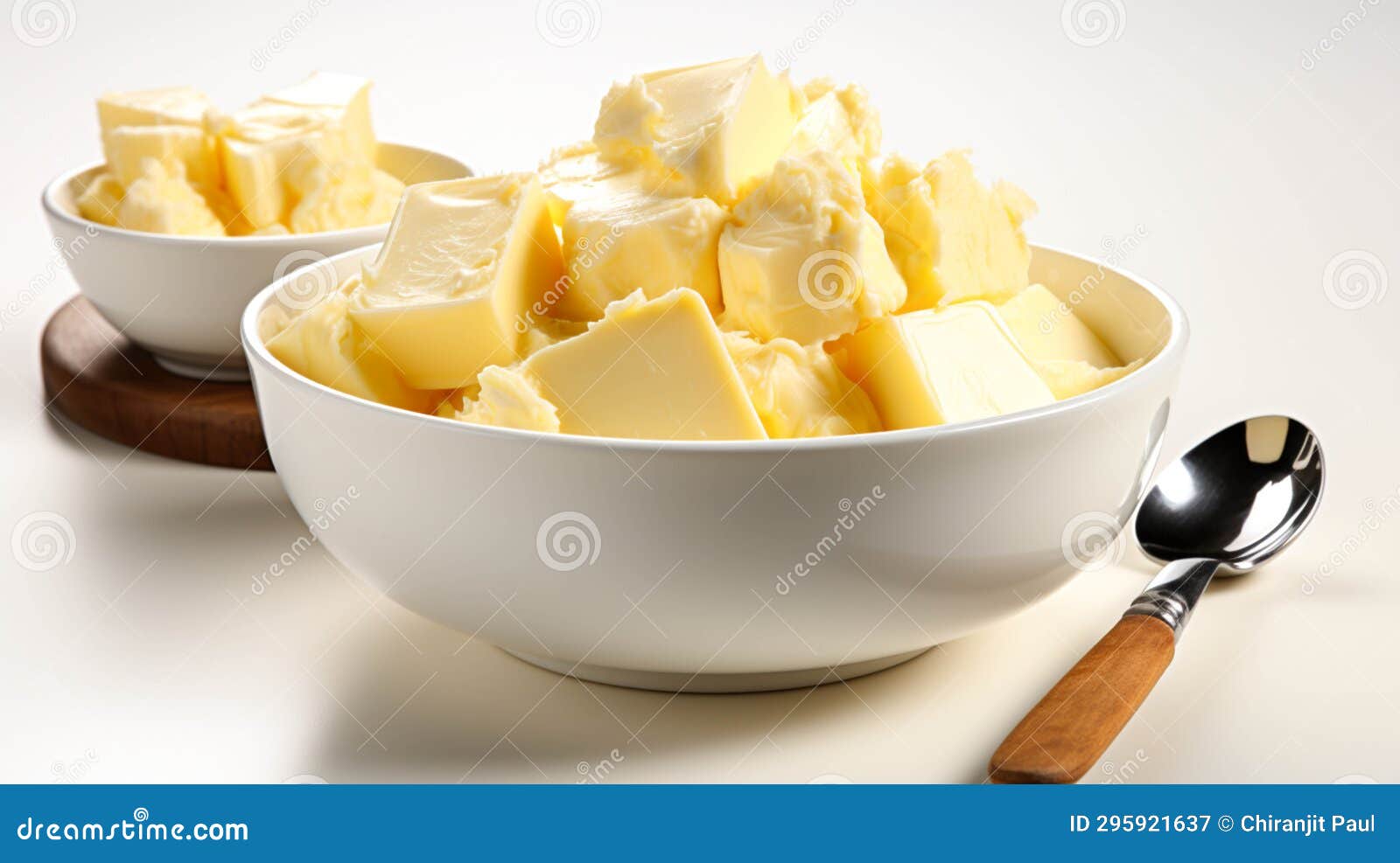 A Bowl of Butter Isolated on White Stock Image - Image of dairy, white ...