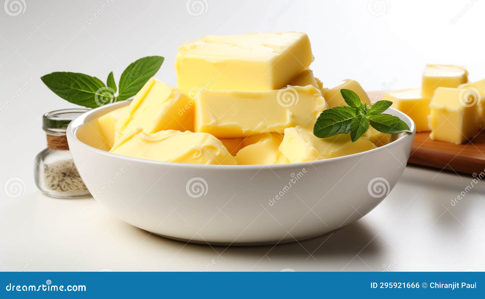 A Bowl of Butter Isolated on White Stock Photo - Image of closeup ...