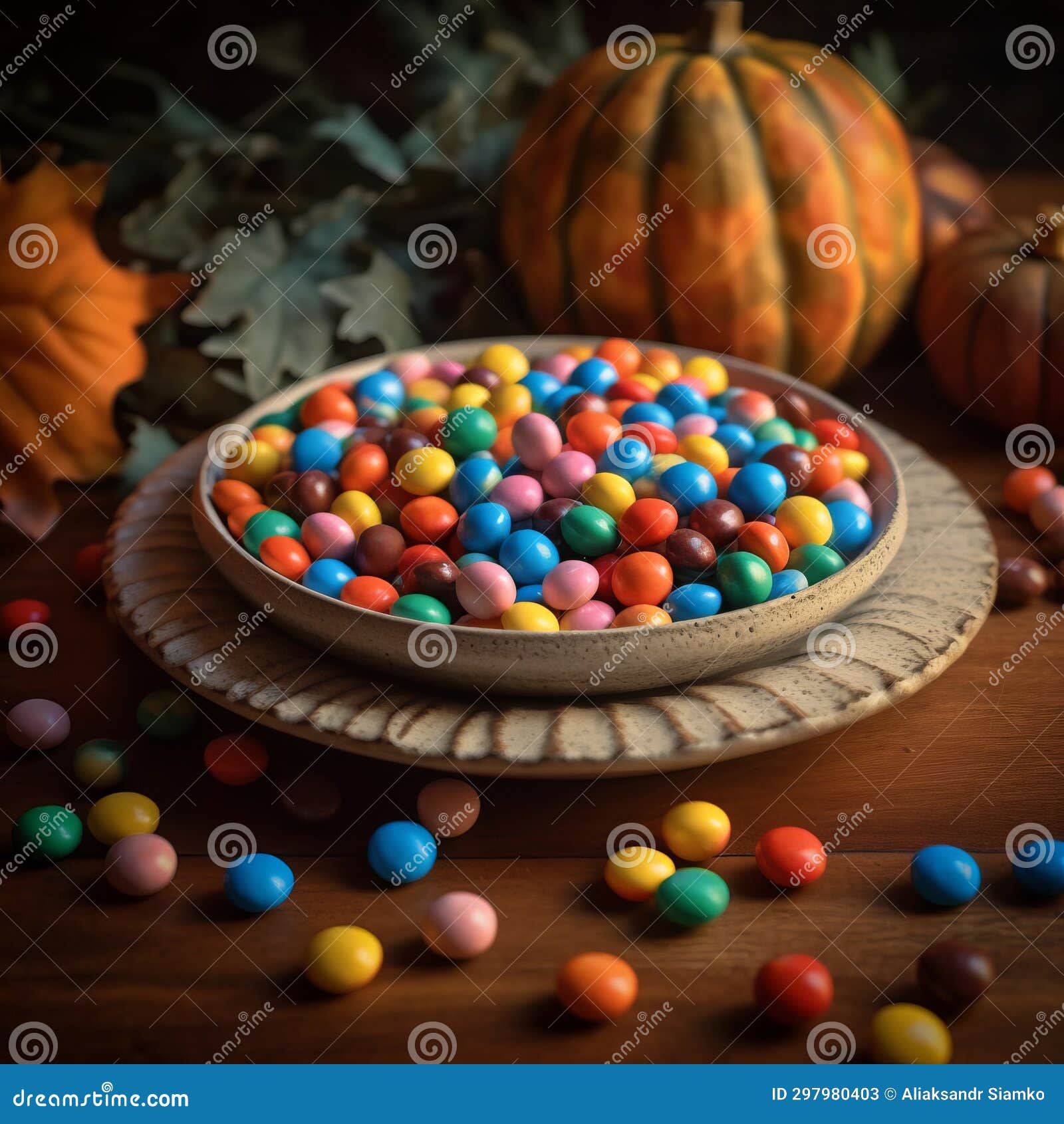 A bowl of candy on a plate stock illustration. Illustration of ...