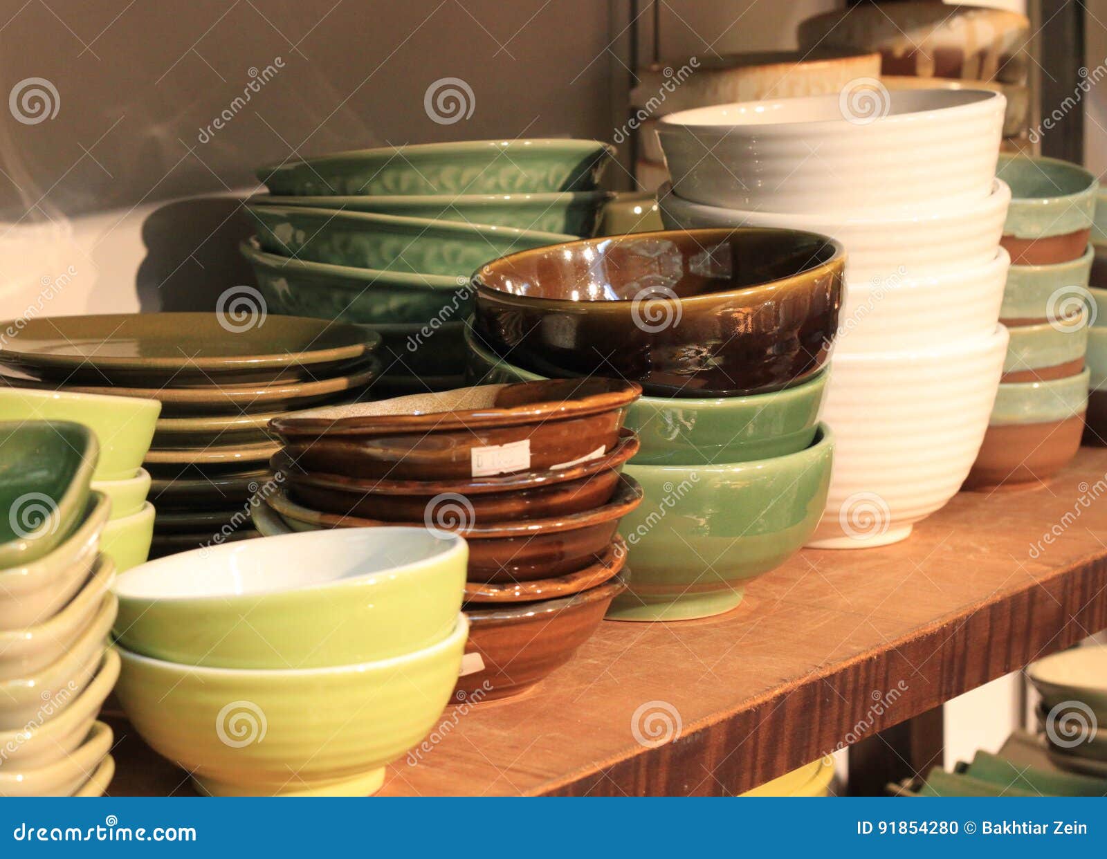Bowl Ceramic Pottery Stacked in Store Shelf Hand Made Craft Stock Photo ...