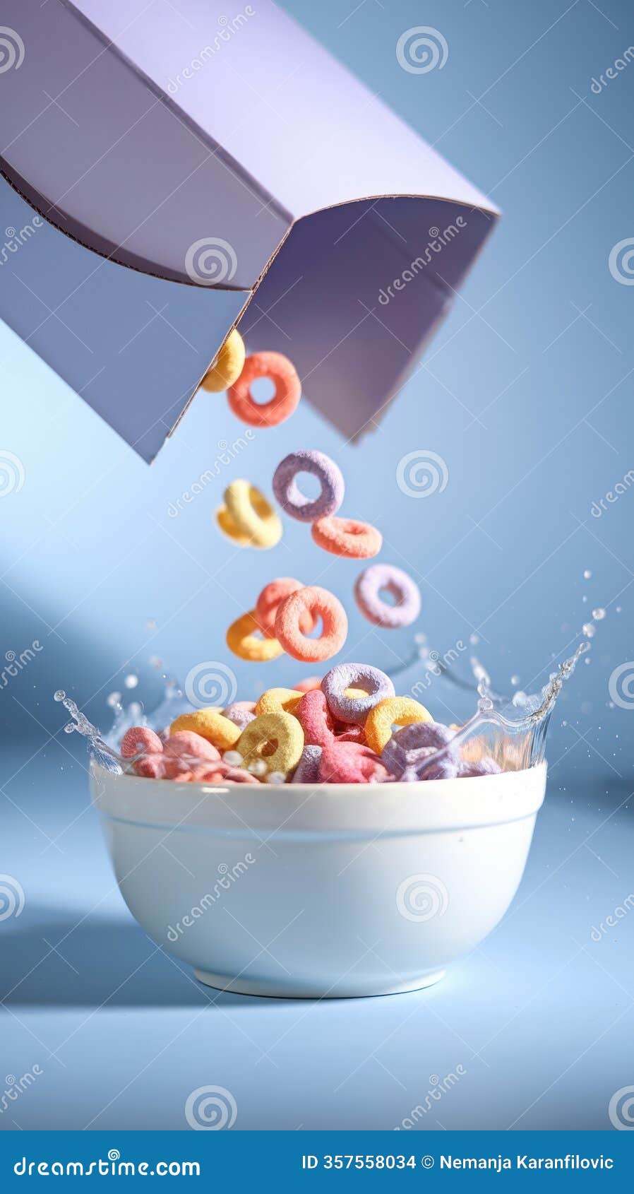 Bowl of Cereal is Falling Out of a Box Stock Illustration ...