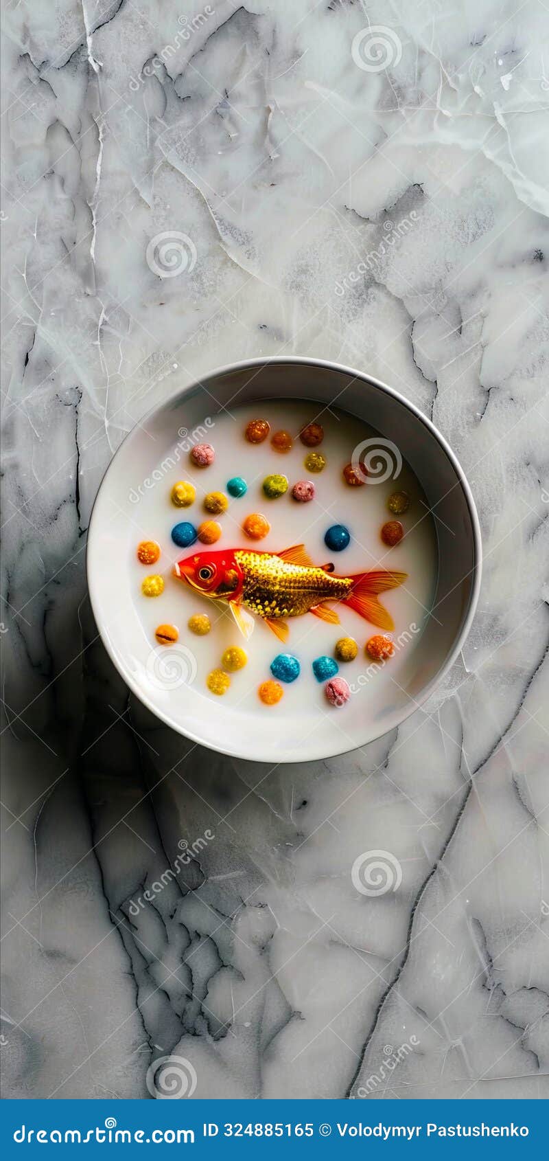 A Bowl of Cereal with a Fish in it Stock Image - Image of jelly ...