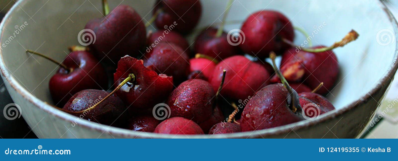Cherry Bowl stock image. Image of cherry, fruit, stems - 124195355