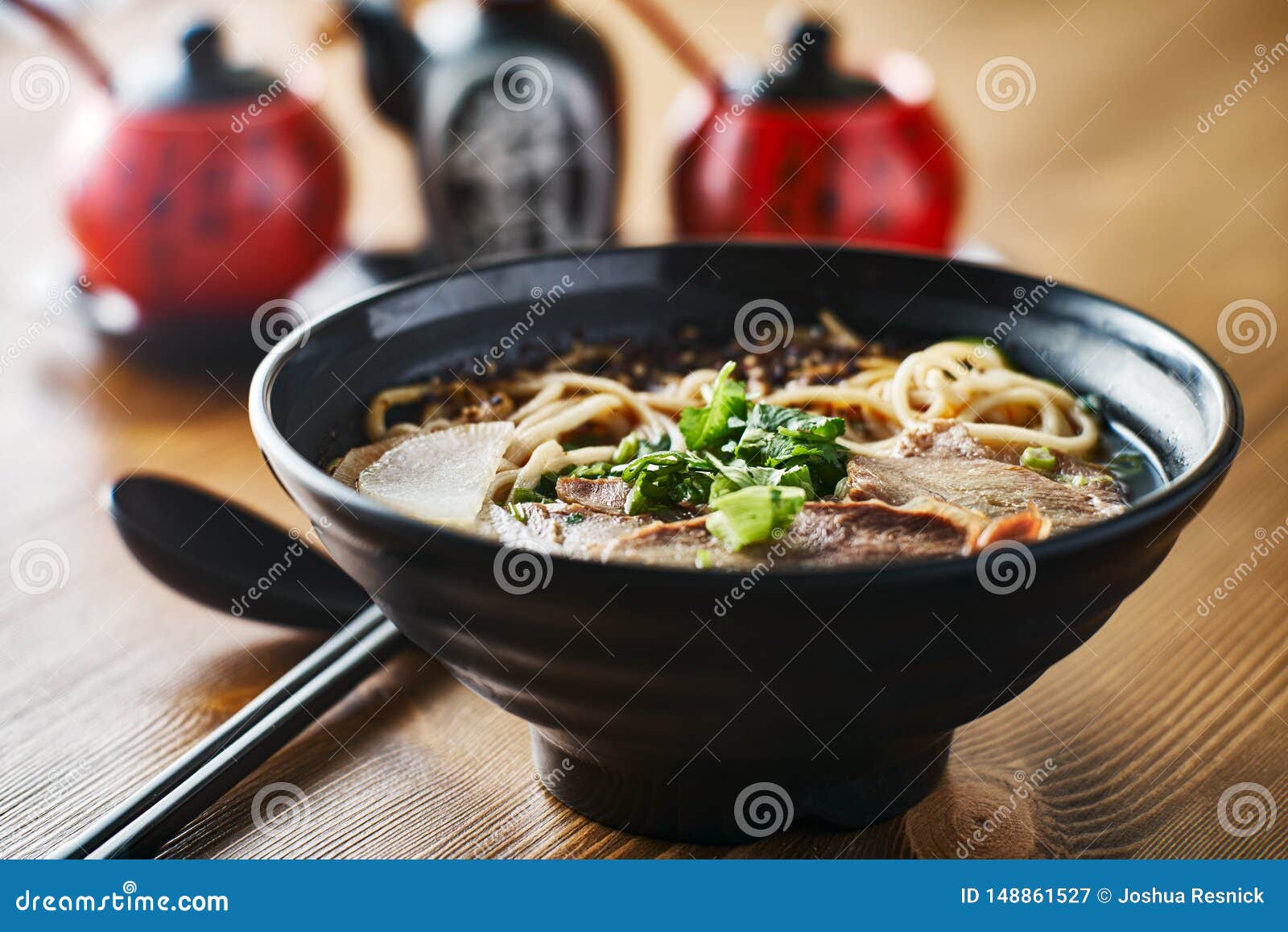 Bowl of Chinese Beef Soup on Table Stock Image - Image of meat, bowl ...