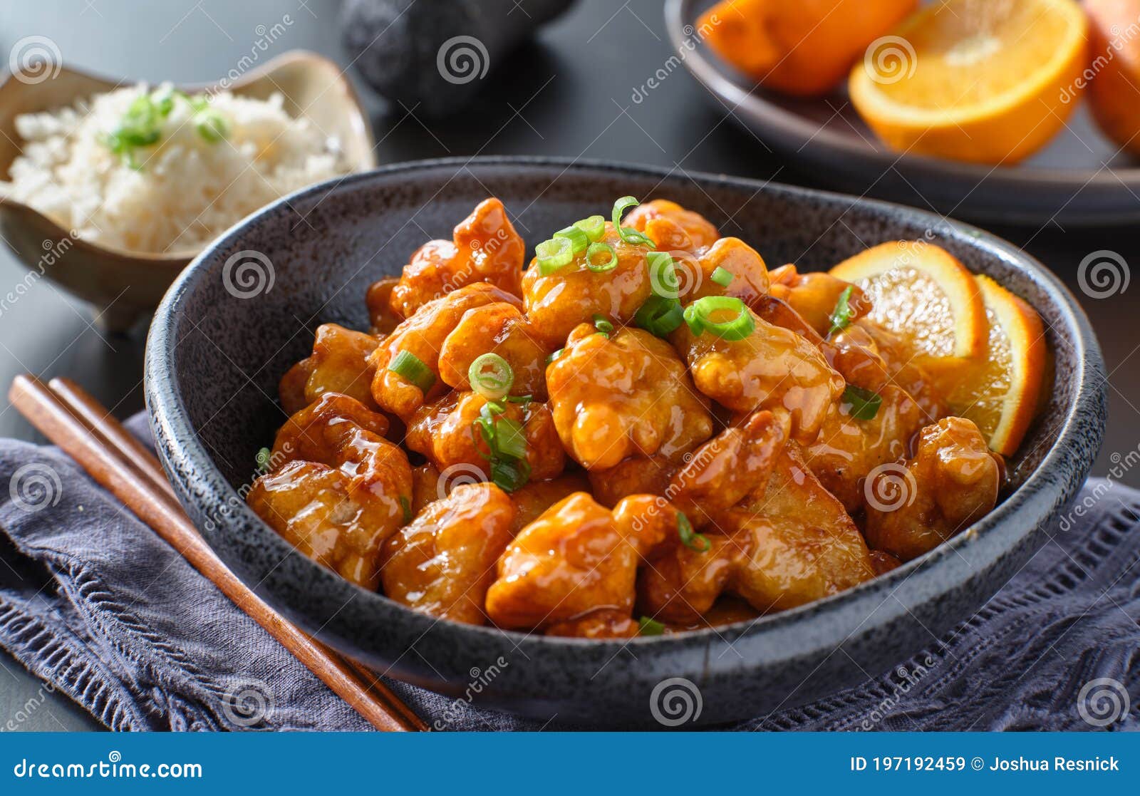 Bowl of Chinese Orange Chicken on Table Top Stock Image - Image of food ...