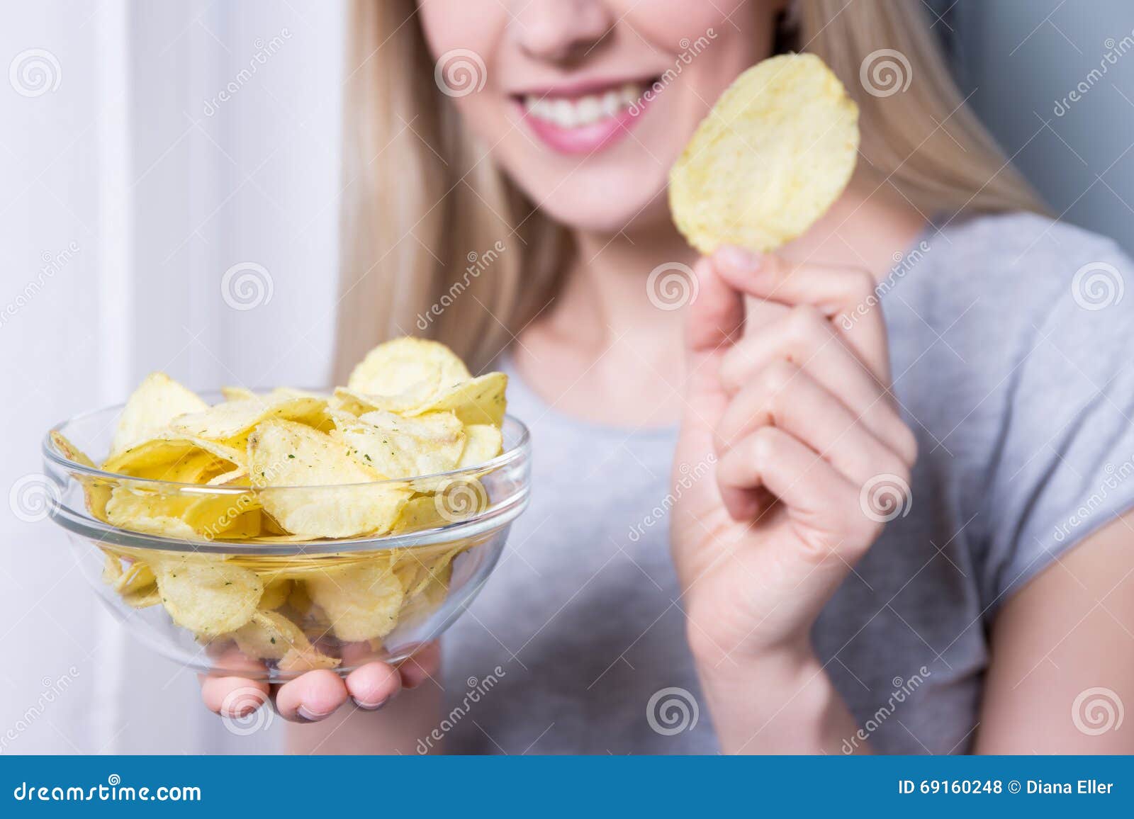 Bowl with Chips in Female Hands Stock Photo - Image of beauty, pretty ...