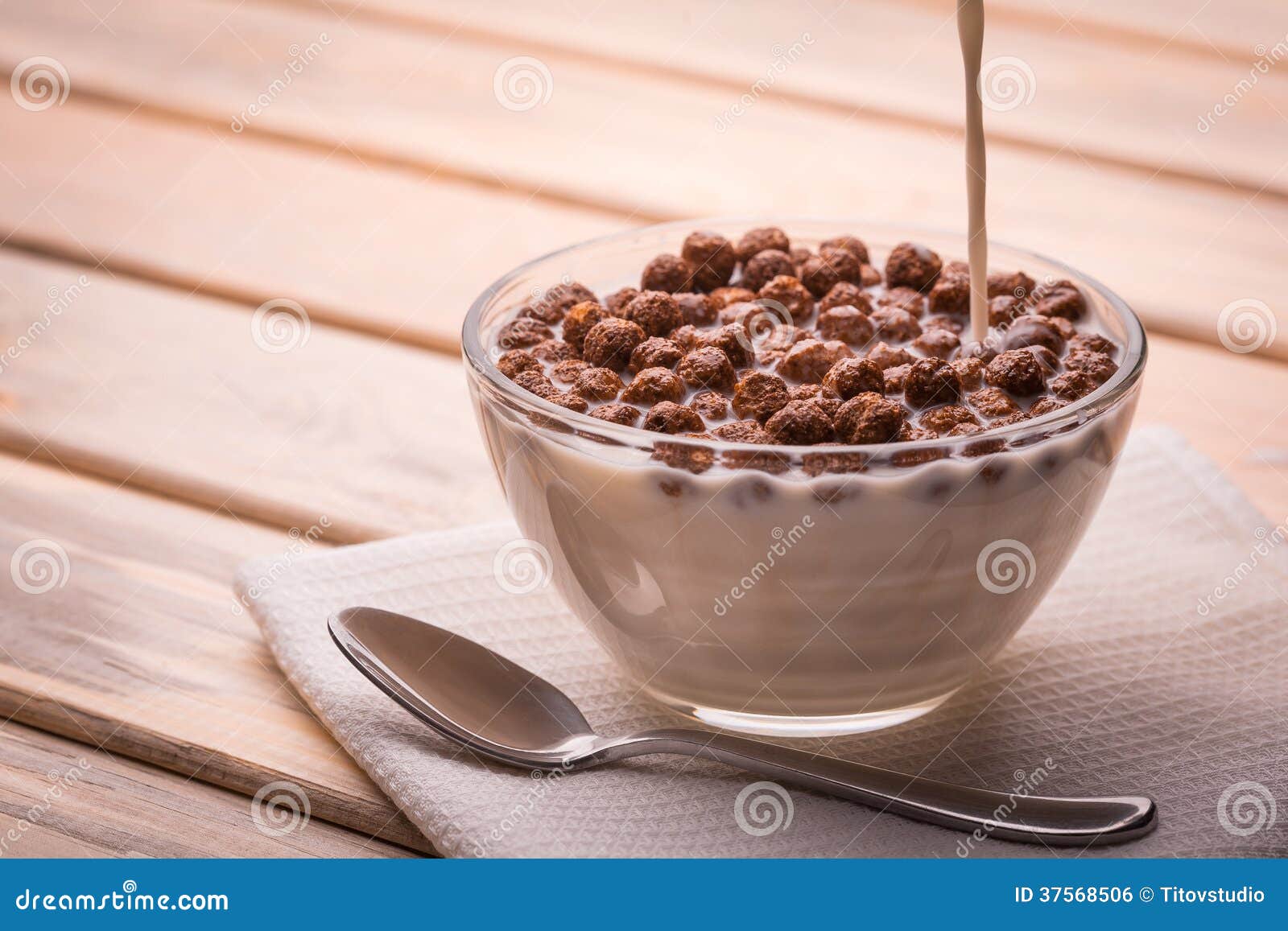 Bowl with Chocolate Cornflakes Balls Stock Photo - Image of meal ...