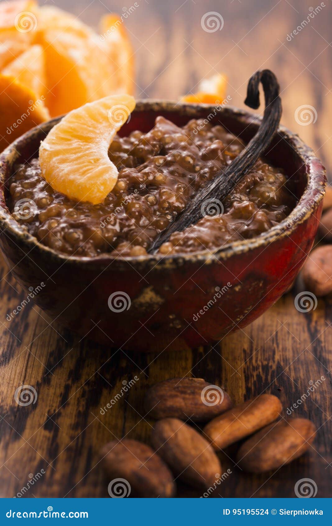 A Bowl of Chocolate Tapioca Pudding Stock Photo - Image of cones ...