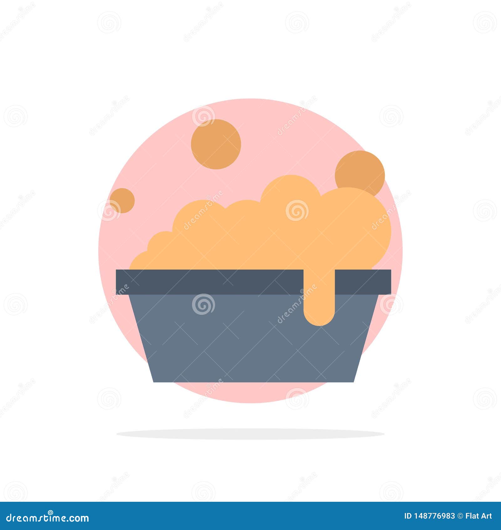 Bowl, Cleaning, Washing Abstract Circle Background Flat Color Icon ...