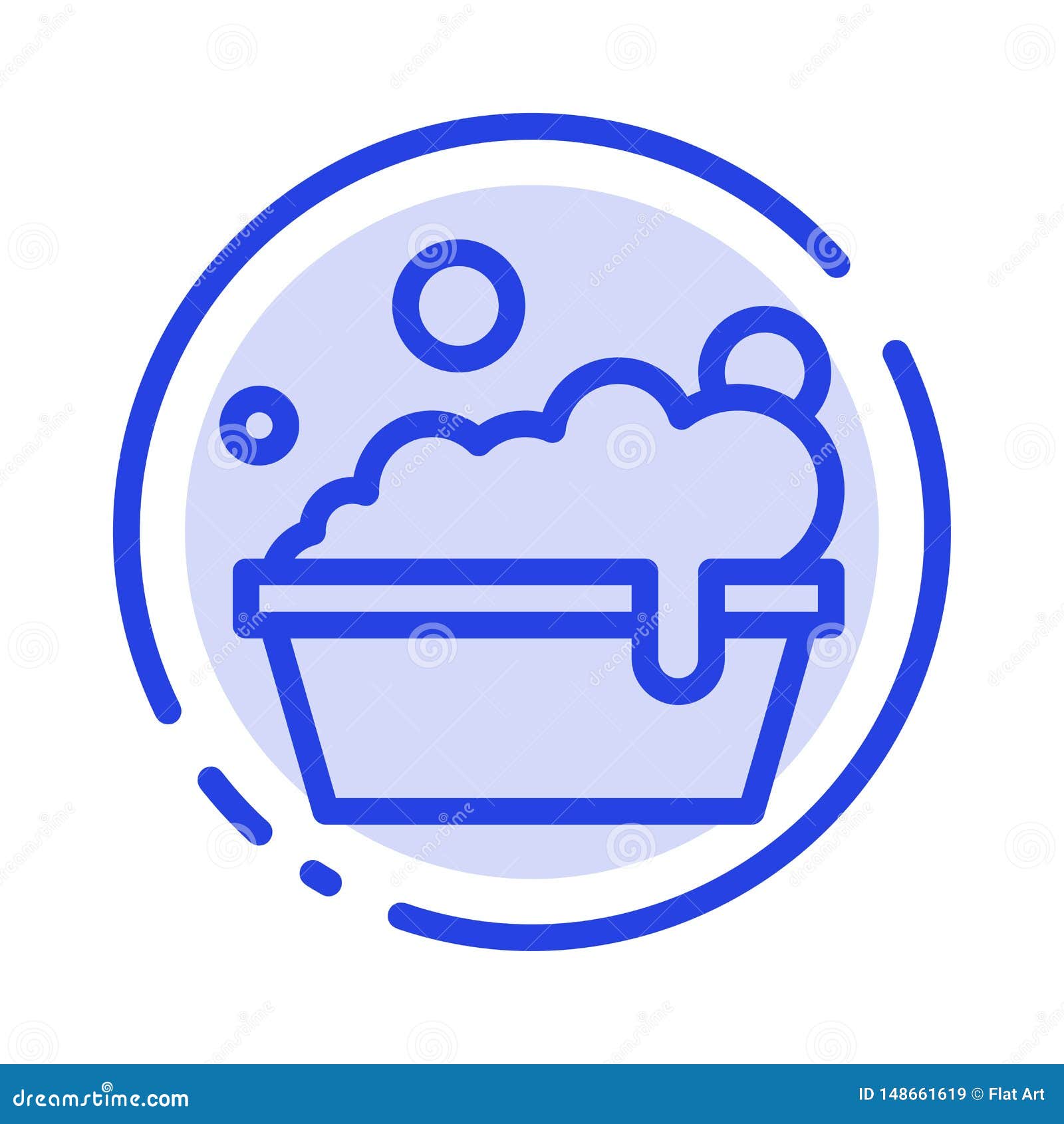 Bowl, Cleaning, Washing Blue Dotted Line Line Icon Stock Vector ...