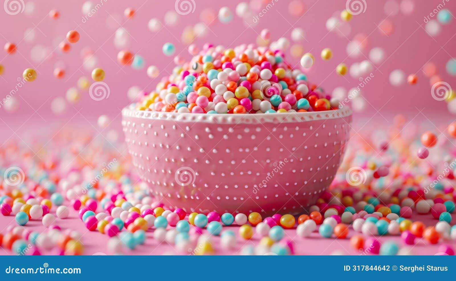 A Bowl of Colorful Candy with Sprinkles Falling from it, AI Stock ...
