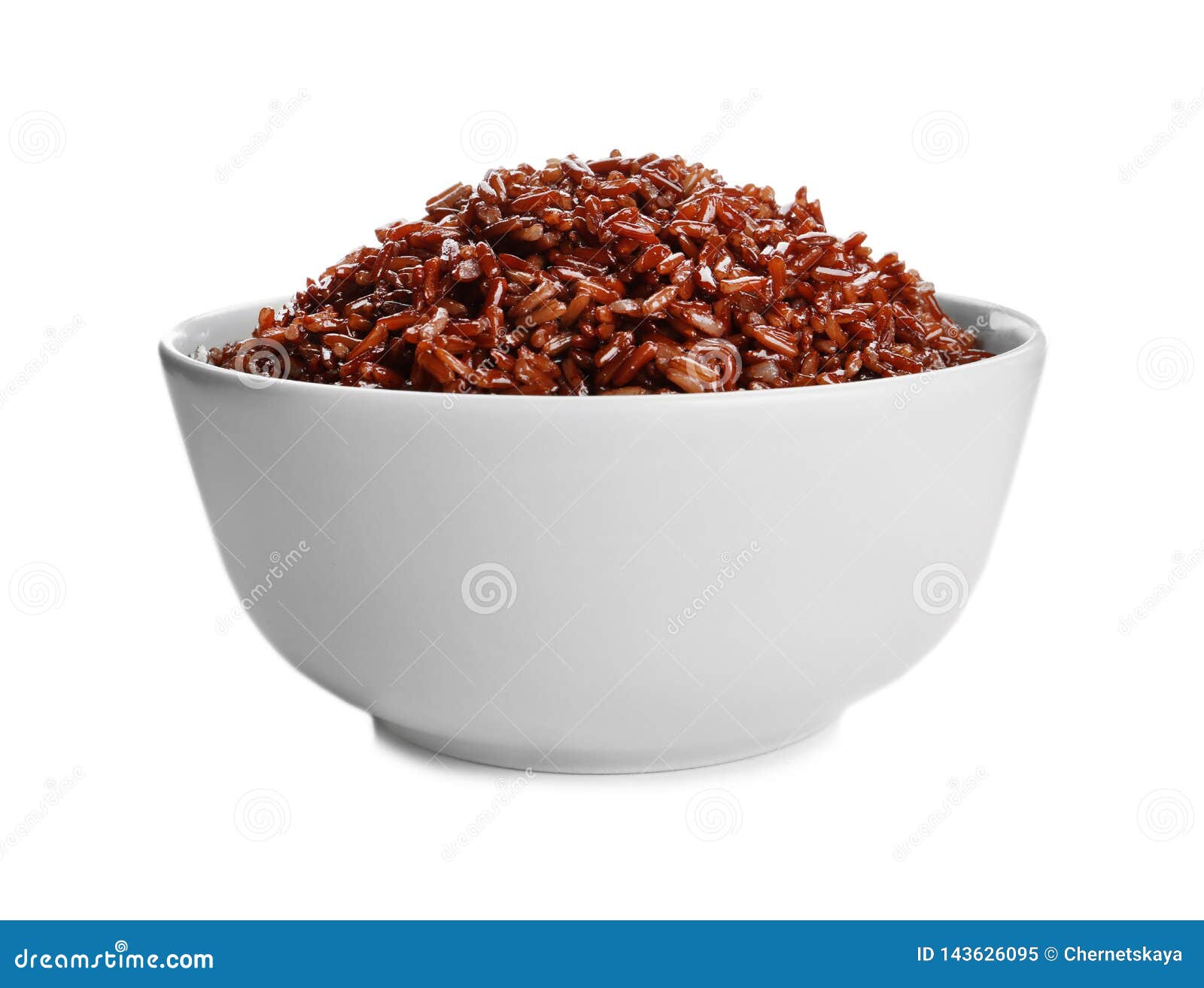 Bowl of Cooked Brown Rice on White Stock Image - Image of white ...