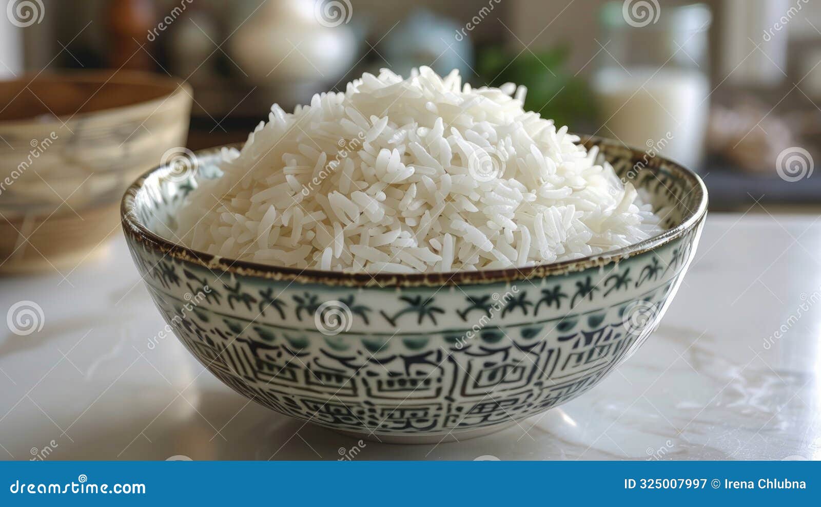 Bowl of Cooked Rice on a Kitchen Counter Stock Illustration ...