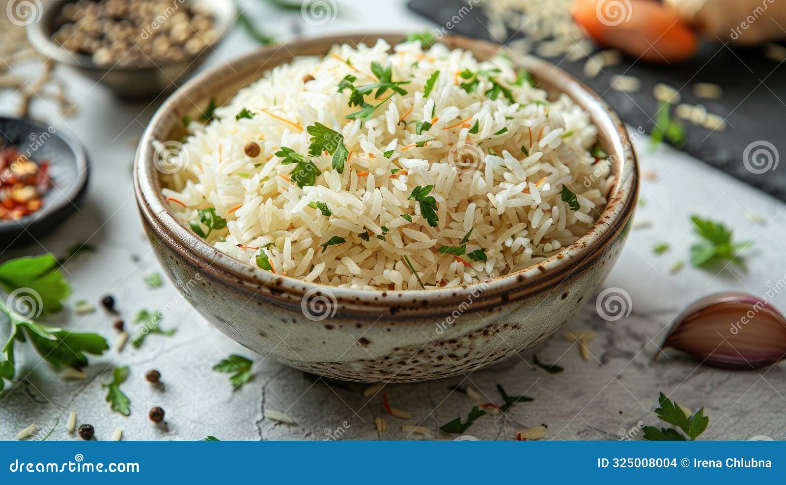 Cooked Rice With Stir-fried Sliced Chicken Breast And Basil.Thai Food ...