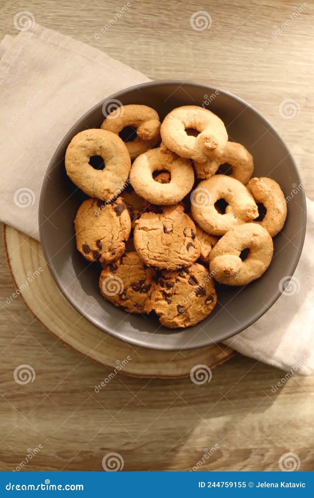Bowl of Cookies stock image. Image of breakfast, beige - 244759155