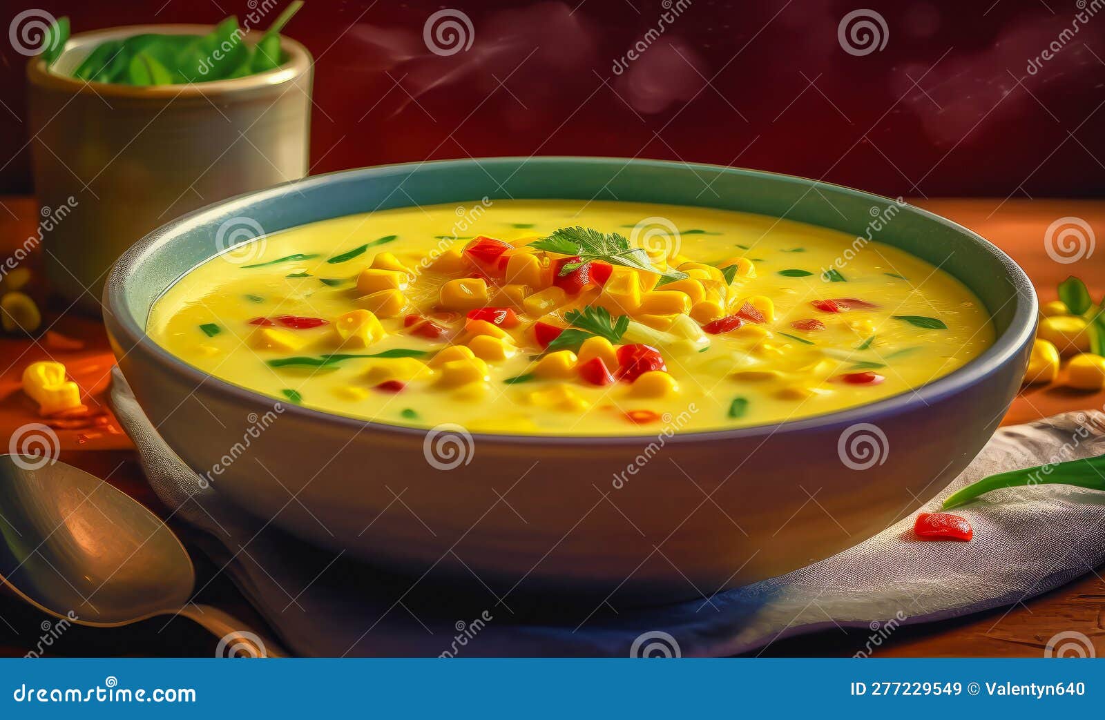 Bowl of Corn Chowee with Garnishes and Garnishes. Generative AI Stock ...