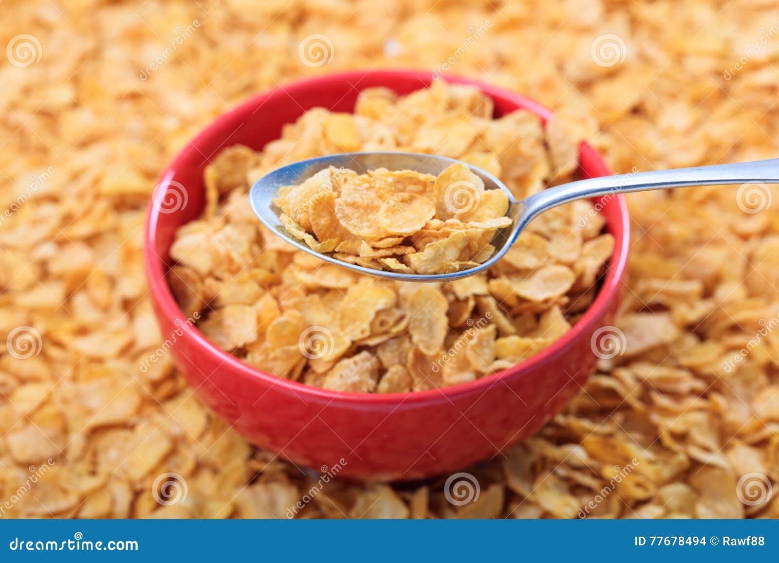 Bowl With Corn Flakes On Corn Flakes Background Royalty-Free Stock ...