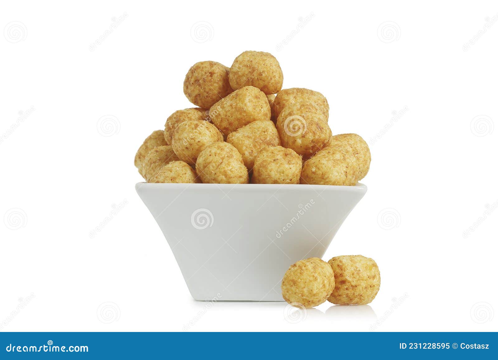 Bowl of Corn Puffs Isolated Stock Image - Image of food, puffy: 231228595