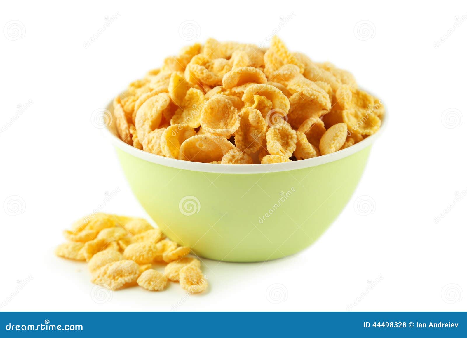 Bowl of Cornflakes Isolated on White Stock Photo - Image of color, bowl ...