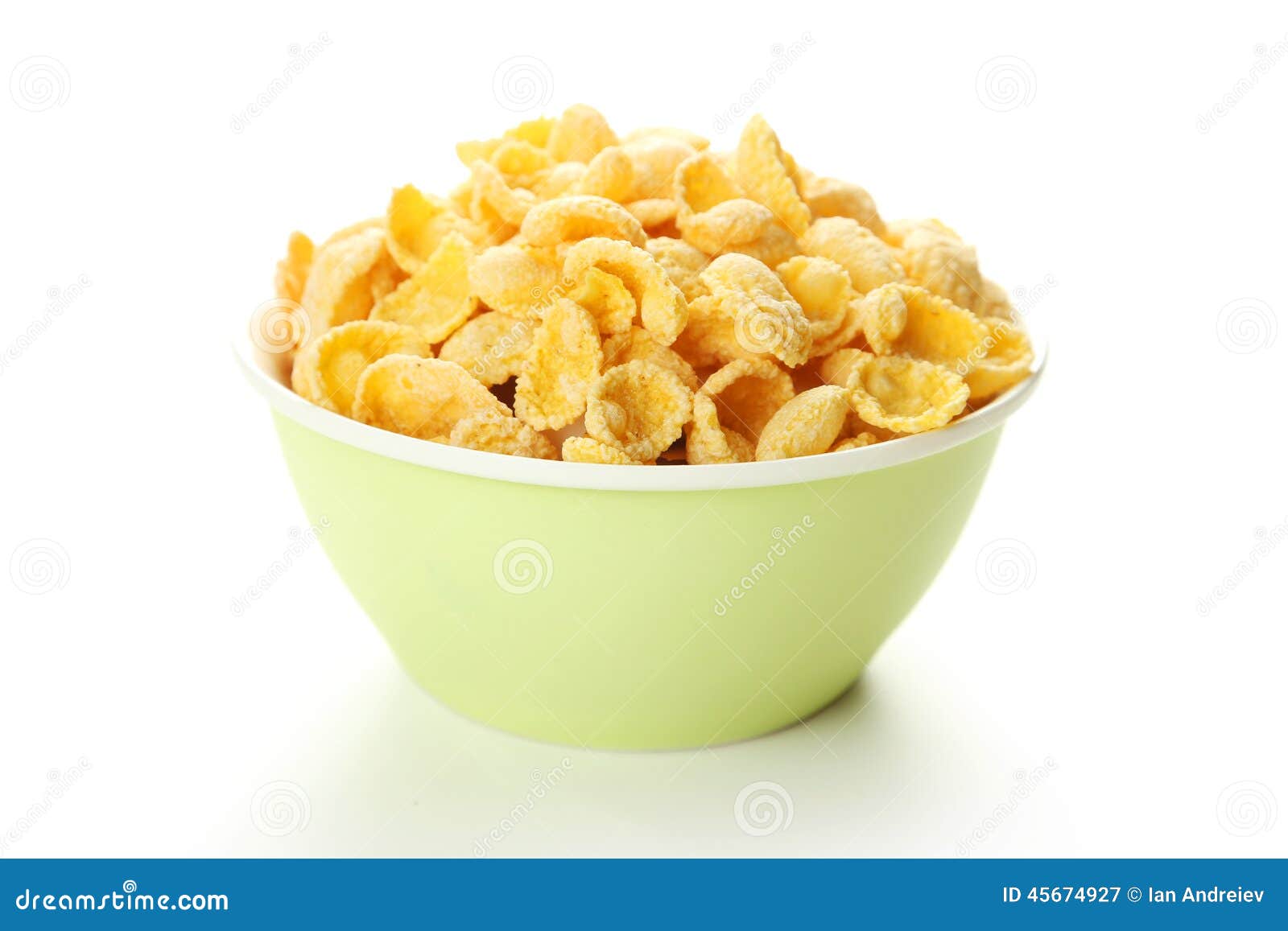 Bowl of Cornflakes Isolated on White. Stock Image - Image of nourish ...